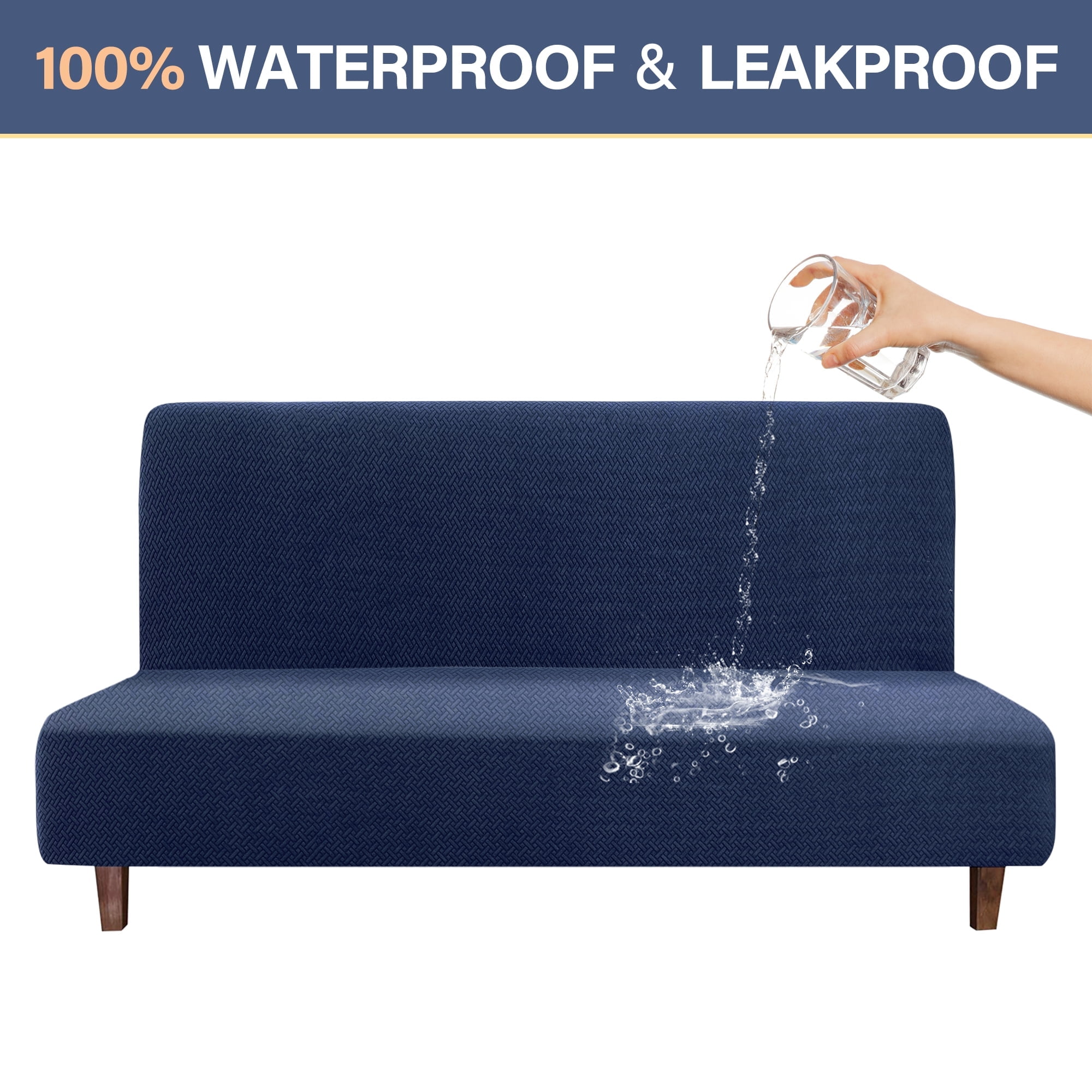 Waterproof Protective Futon Cover, Washable Armless Sofa Slipcover ...