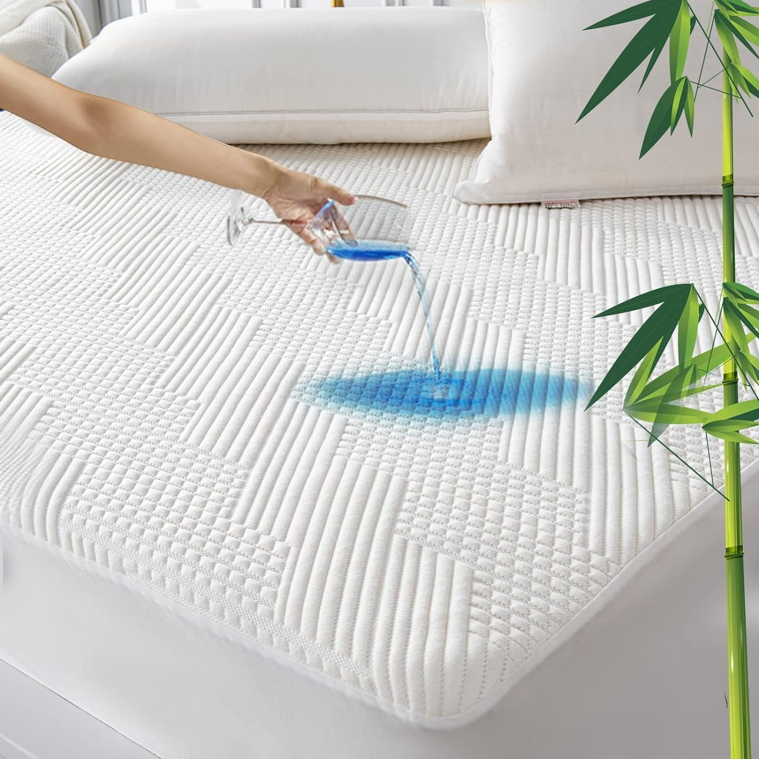 100% Waterproof Mattress Protector Full Size Bed Rayon Made from Bamboo ...