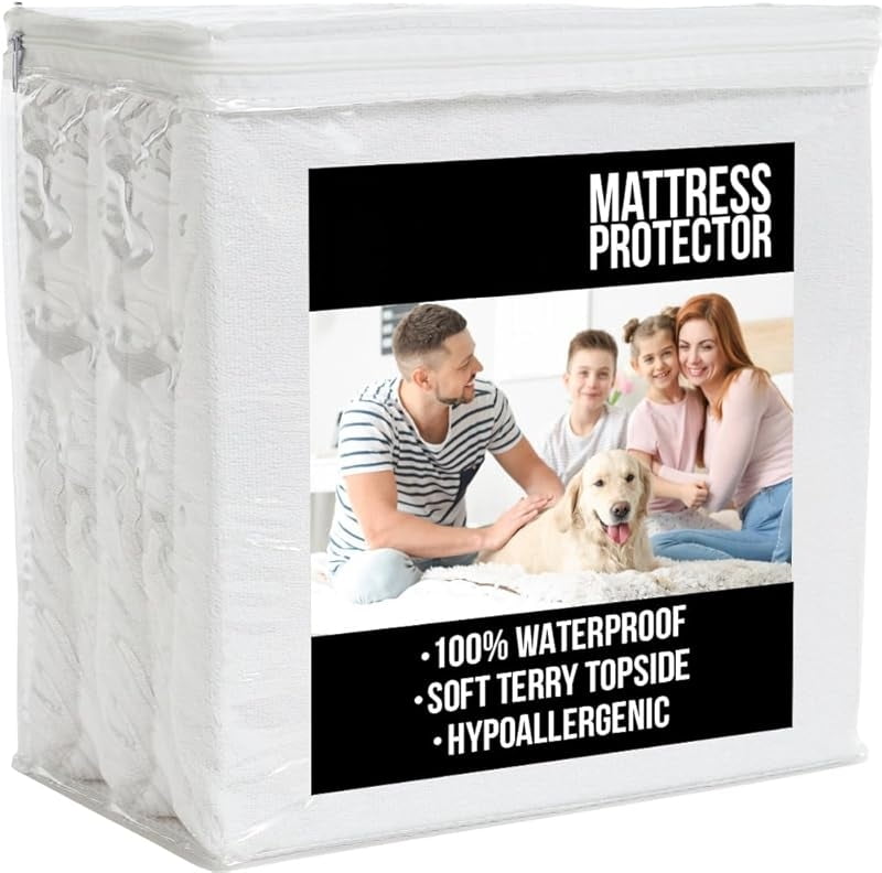 100% Waterproof Mattress Protector, Stain Protection Noiseless Fitted ...