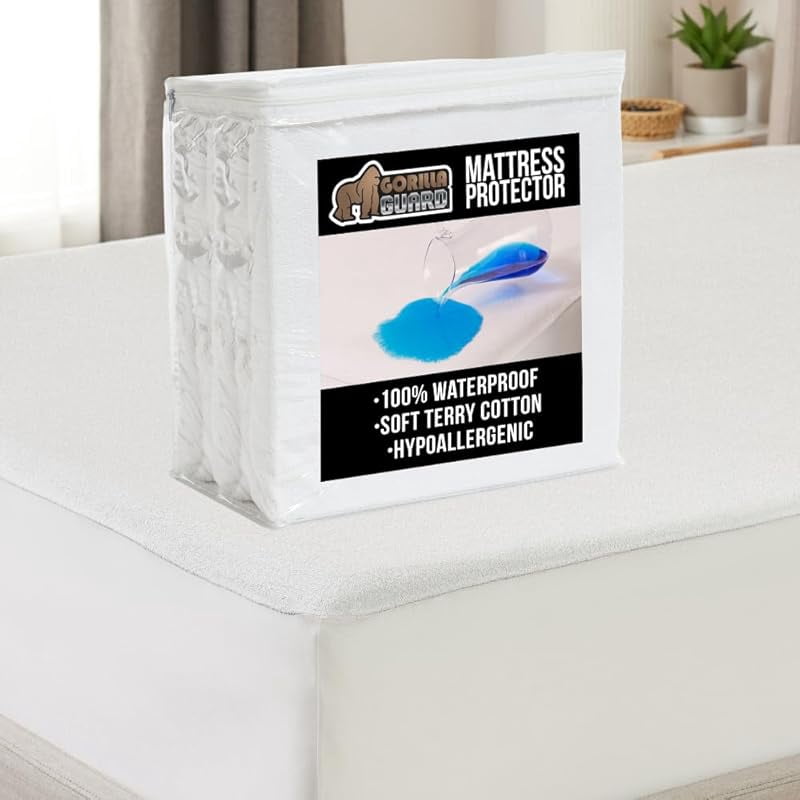 100% Waterproof Mattress Protector, Stain Protection Noiseless Fitted ...