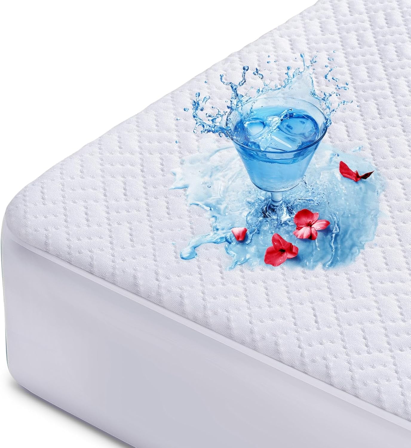 100% Waterproof Mattress Protector Twin Size - Grey, Mattress Cover 3D ...