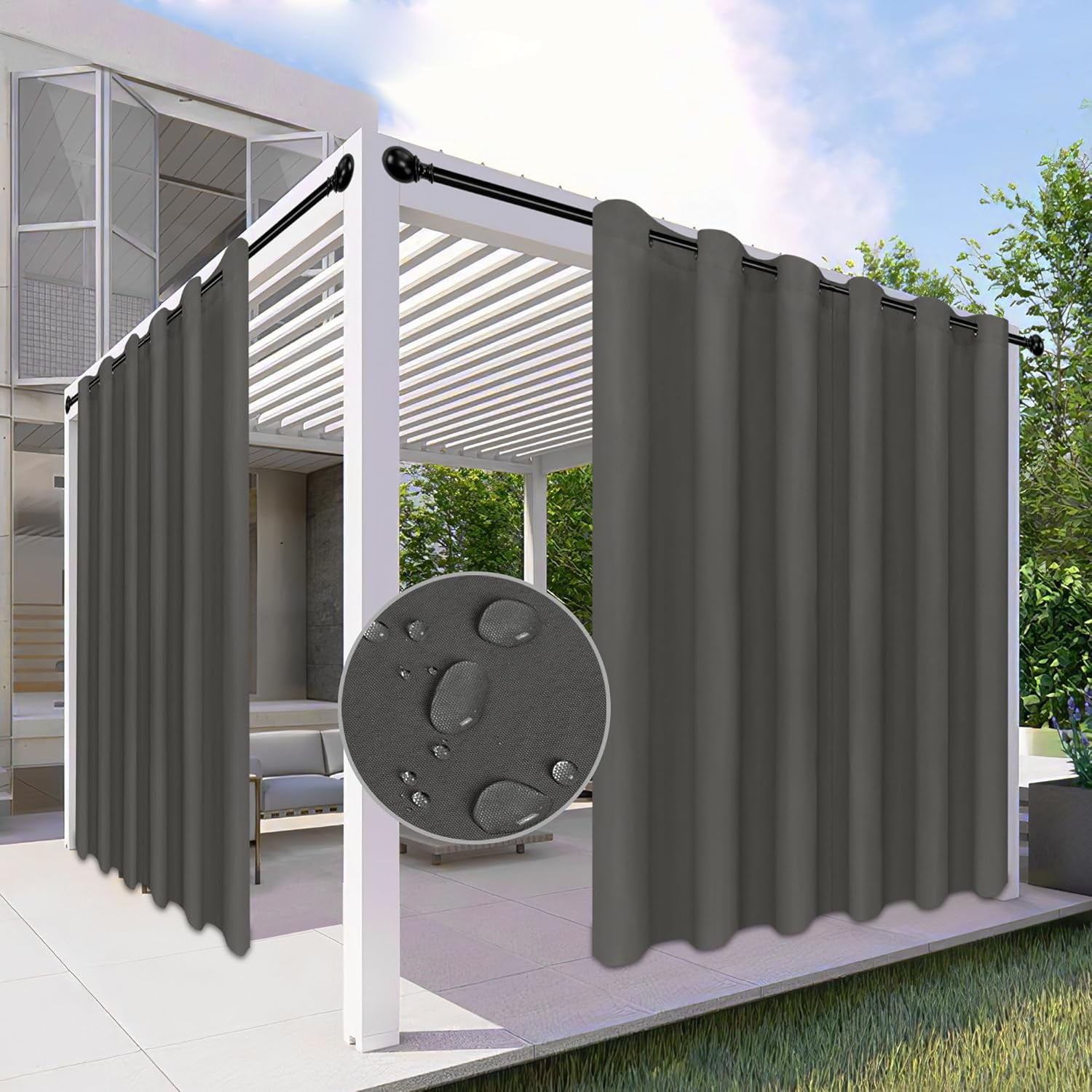 100% Waterproof Outdoor Curtains Windproof Weatherproof Porch Curtains ...