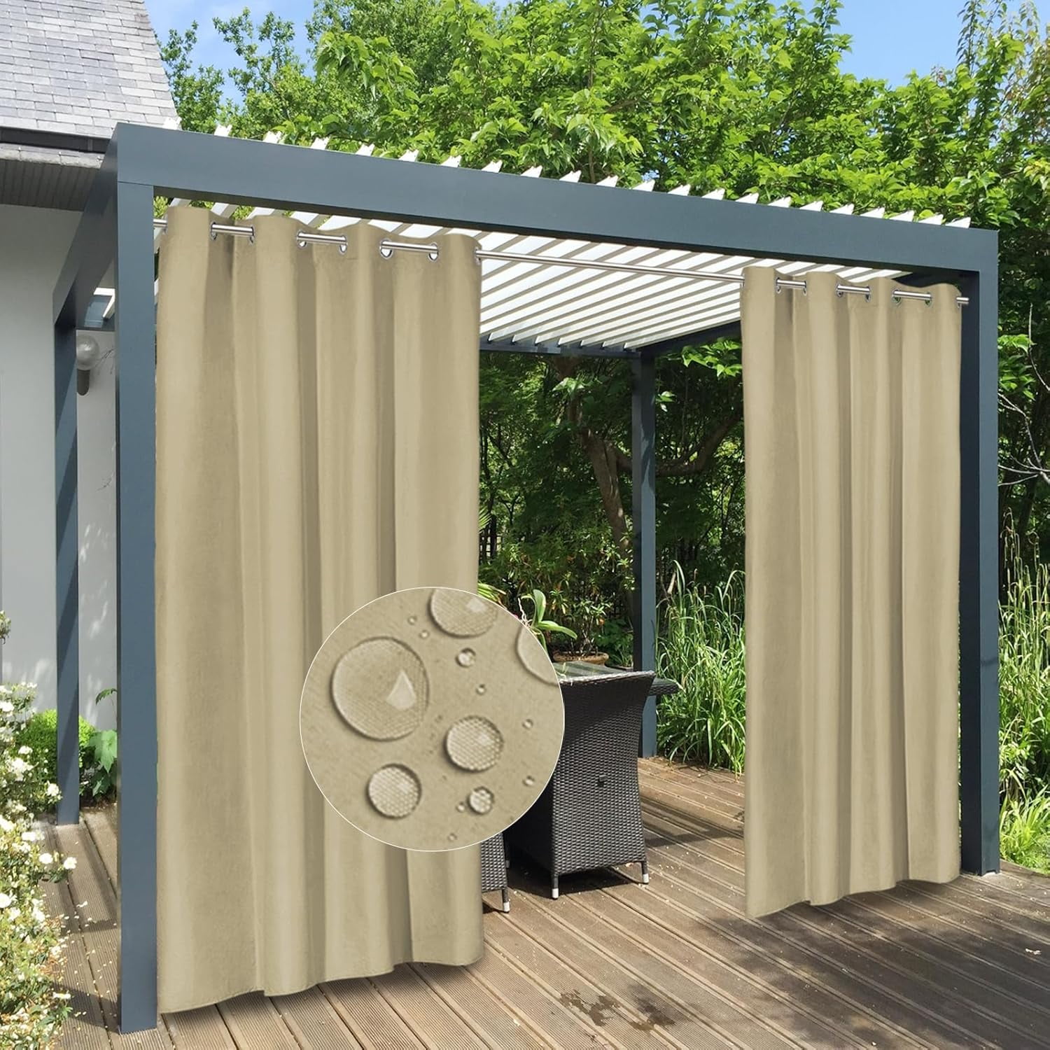 100% Waterproof Outdoor Curtains Windproof Weatherproof Porch Curtains ...