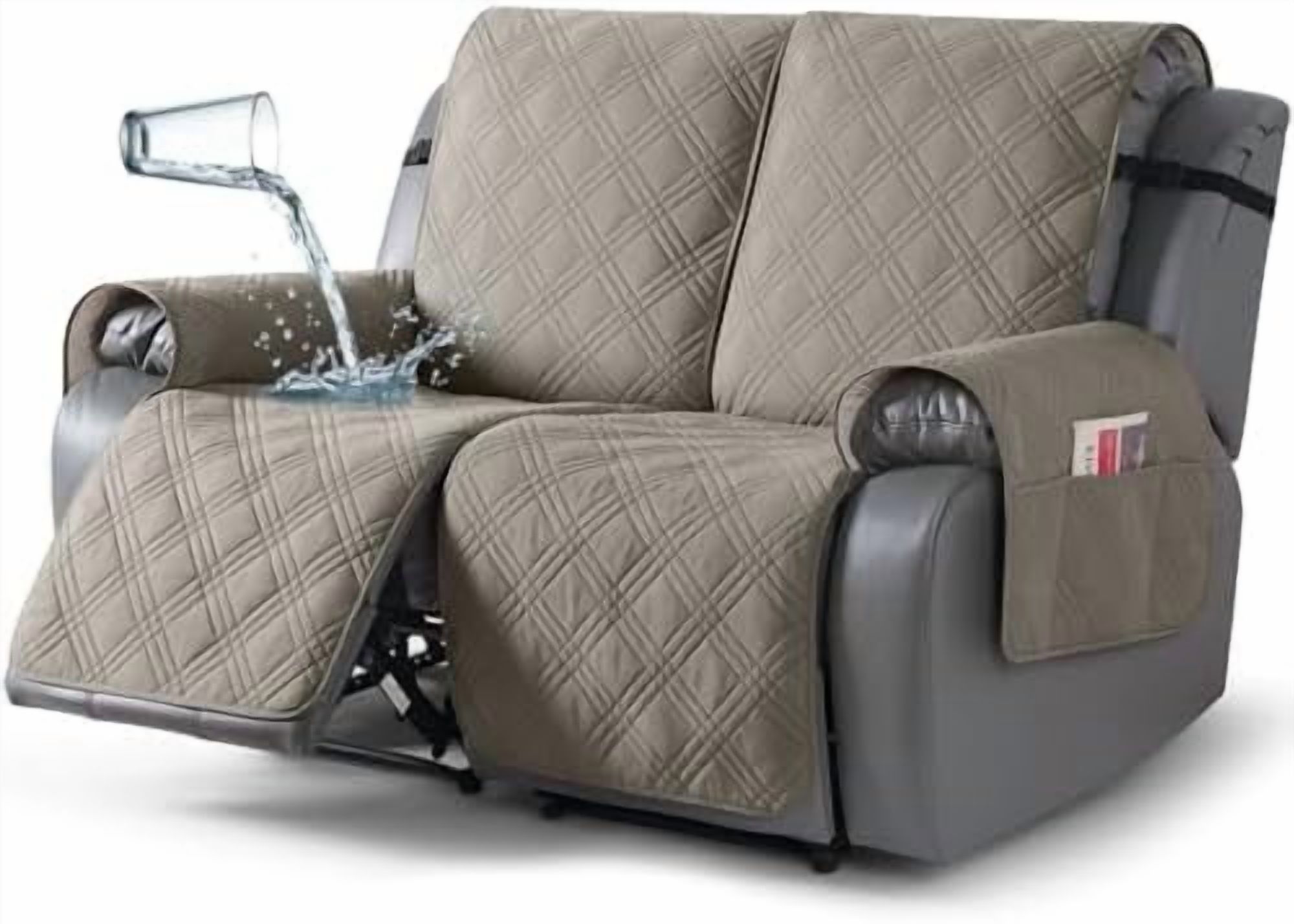 100% Waterproof Oversized Loveseat Recliner Cover, Non Slip Split Couch ...