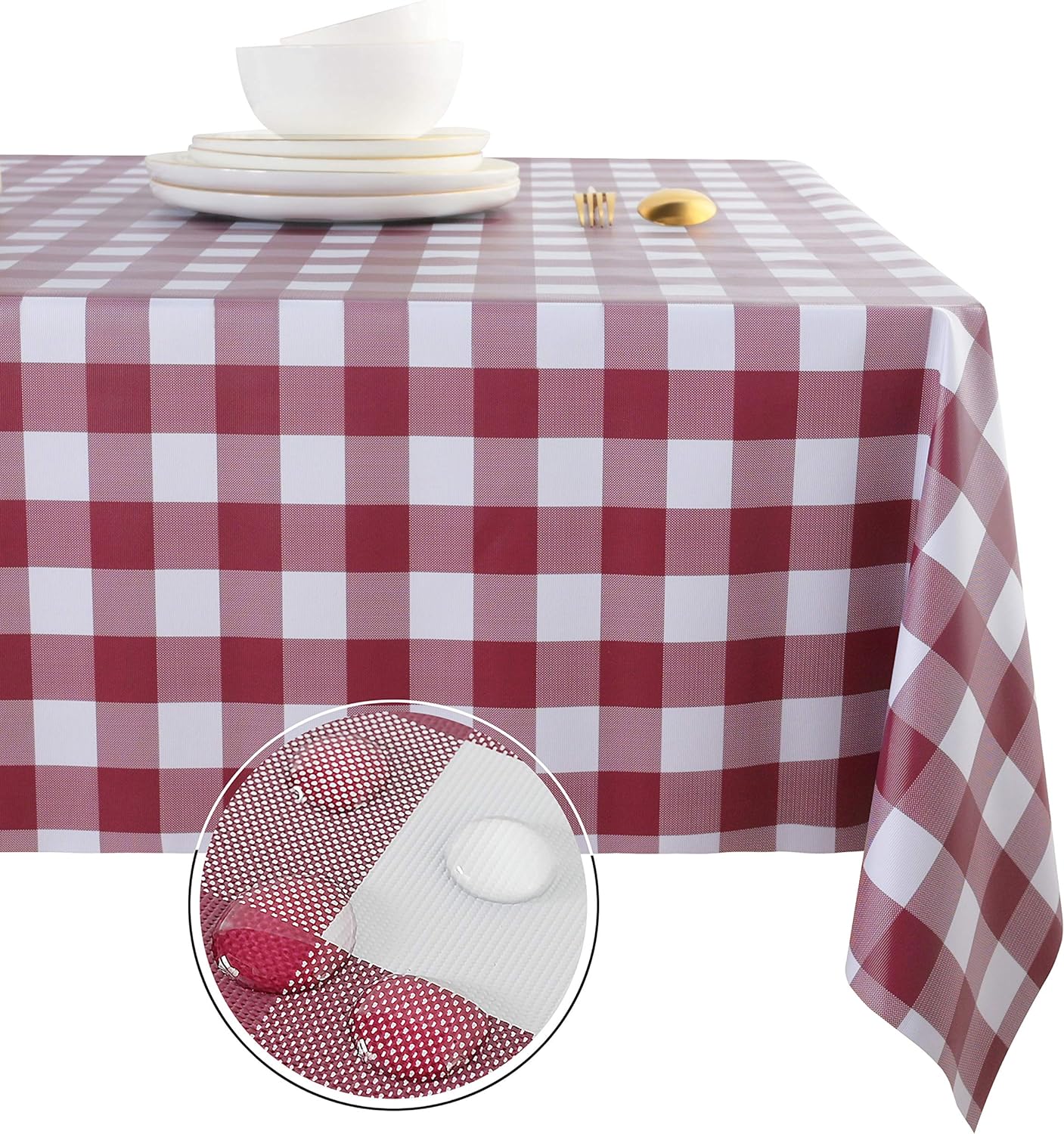 100% Waterproof PVC Table Cloth, Oil-Proof Spill-Proof Vinyl Rectangle ...