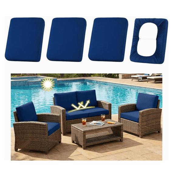 100% Waterproof Patio Sofa Cushion Covers, Stretch Outdoor/Indoor ...