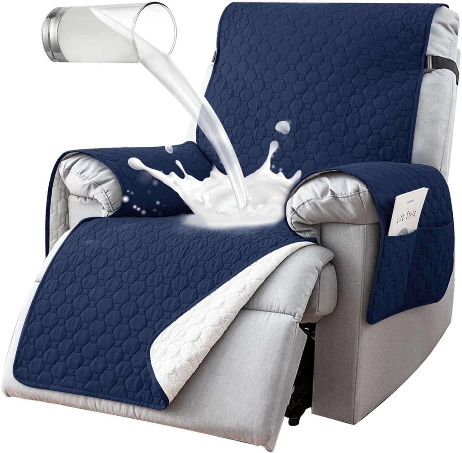 AORSHER 100% Waterproof Recliner Chair Covers, Non-Slip with Pockets ...