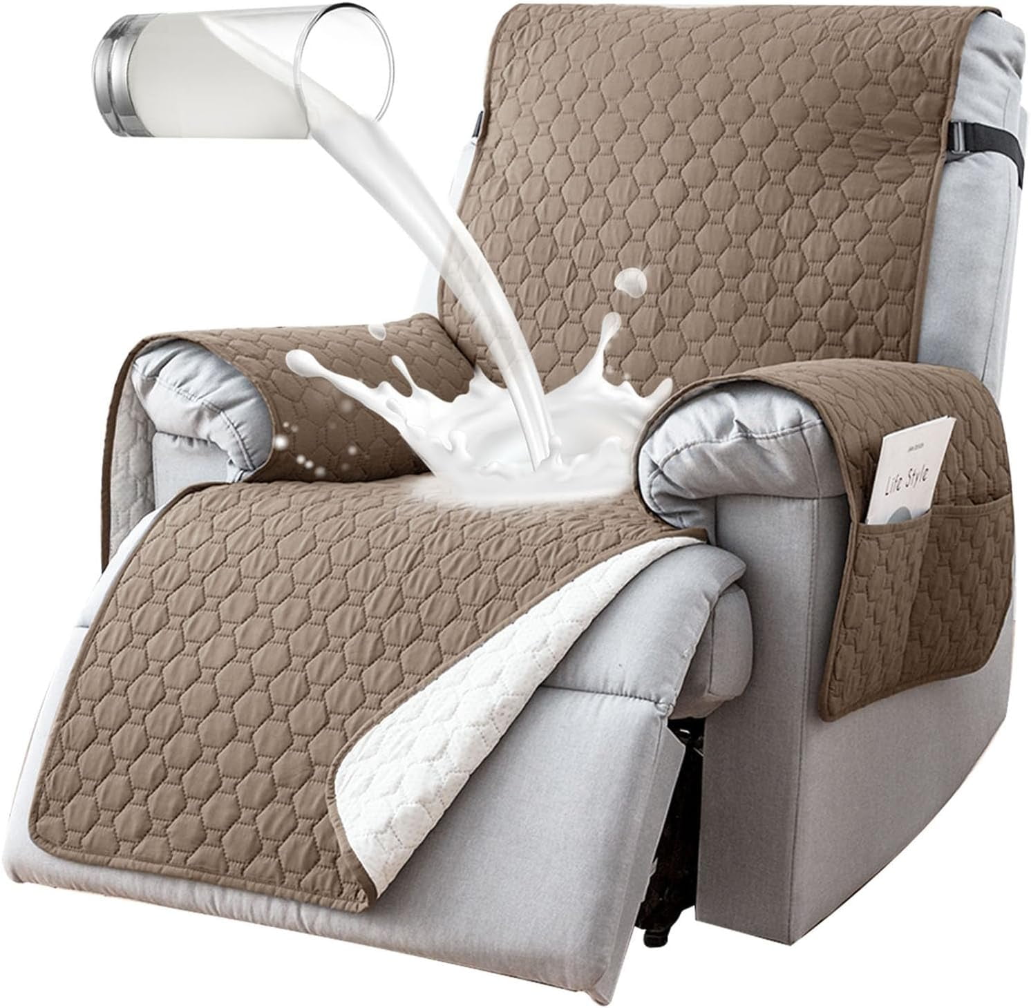 Aorsher 100% Waterproof Recliner Chair Covers That Stay in Place, Non ...