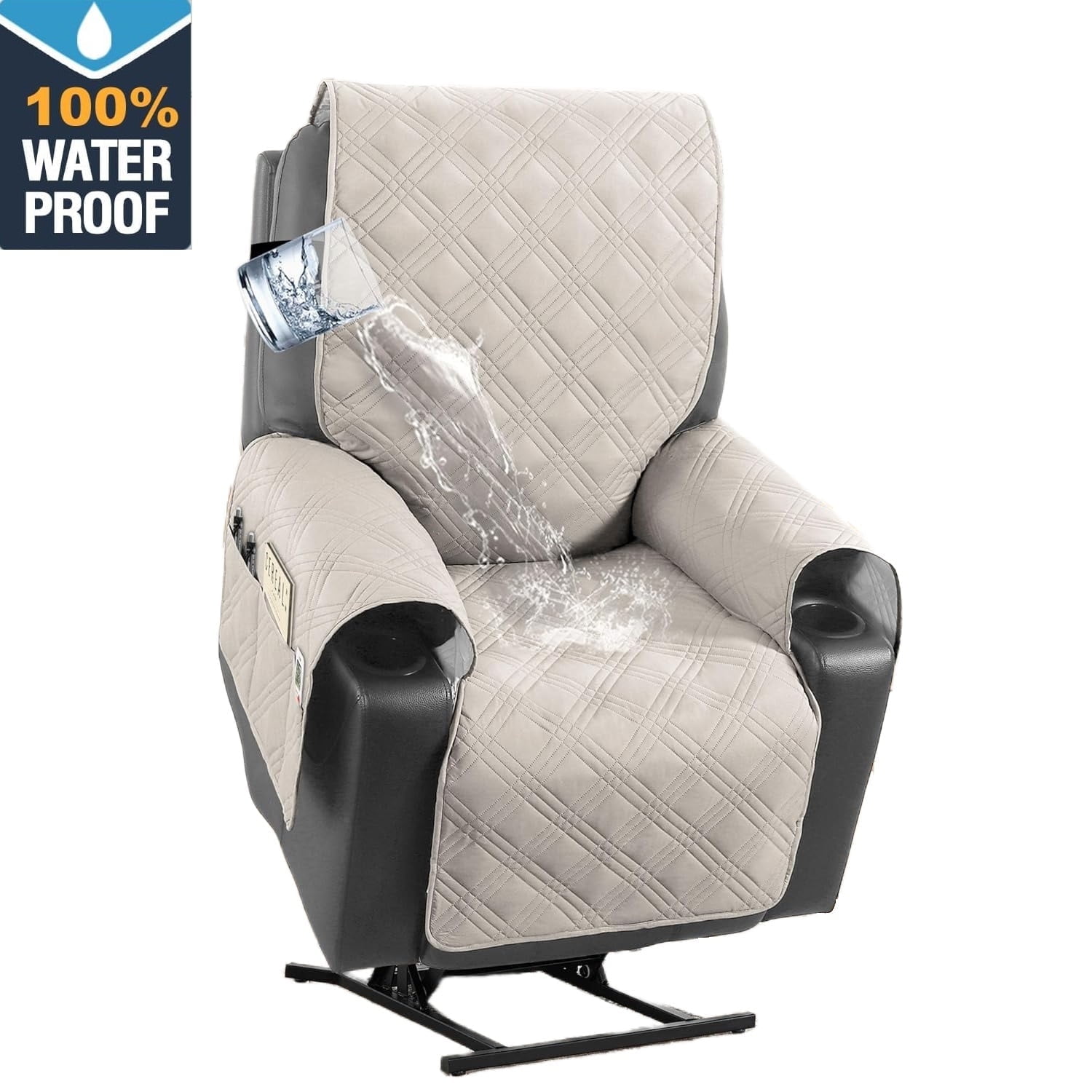 100% Waterproof Recliner Cover with Side Pocket &Non-Slip Recliner ...