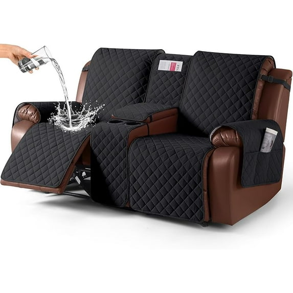 100% Waterproof Recliner Loveseat Cover with Console, Non-Slip ...