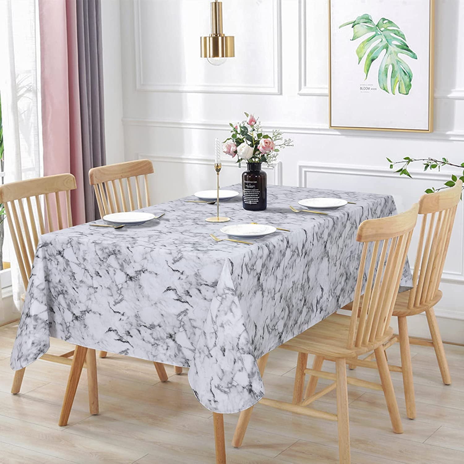 TRAHOO-100% Waterproof Rectangle PVC Tablecloth, Vinyl Table Cloth ...