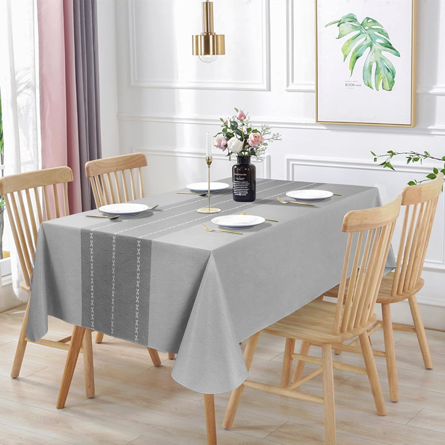 100% Waterproof Rectangle PVC Tablecloth, Vinyl Table Cloth Cover Oil ...