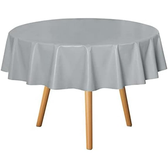 100% Waterproof Round PVC Tablecloth - 54 Inch - Oil Proof Spill Proof ...