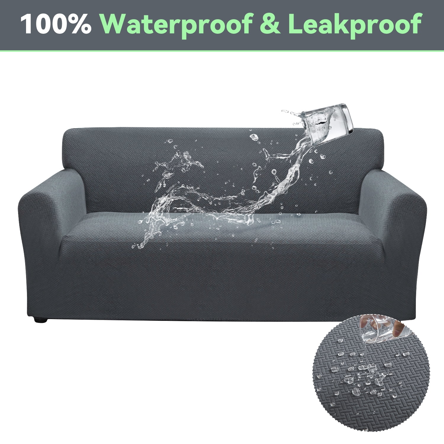 Waterproof & Washable Loveseat Sofa Cover, Stretch Jacquard Protector ...