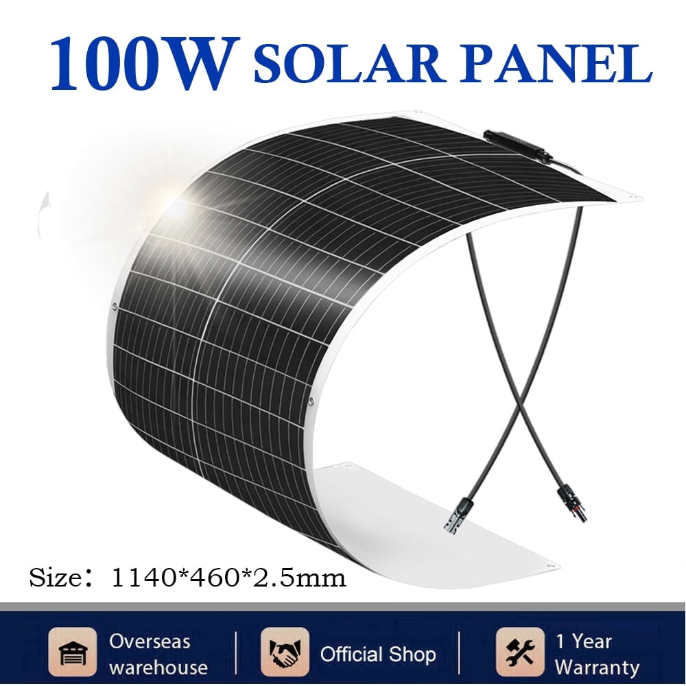 100 Watt Flexible Solar Panel, Monocrystalline Portable Solar Module ...