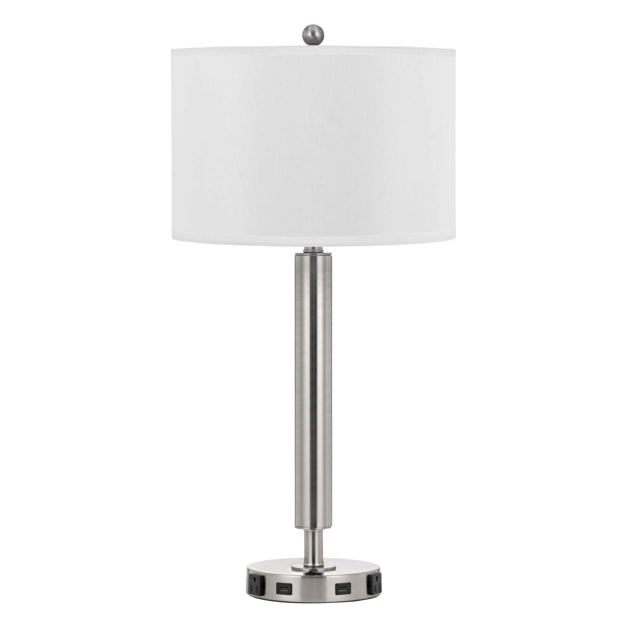 100 Watt Metal Frame Night Stand Lamp with Fabric Shade, White and ...