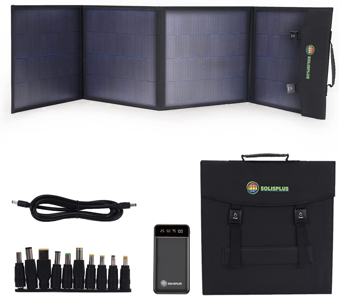 100 Watt Portable Solar Panel for Camping with Power Bank - Foldable ...