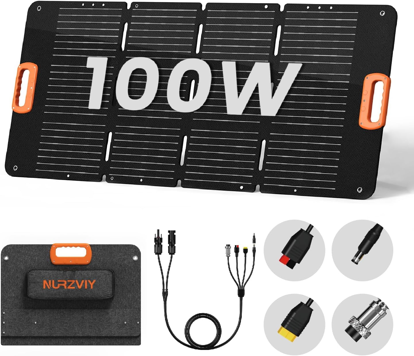 100 Watt Portable Solar Panel for Power Station, Waterproof Foldable ...