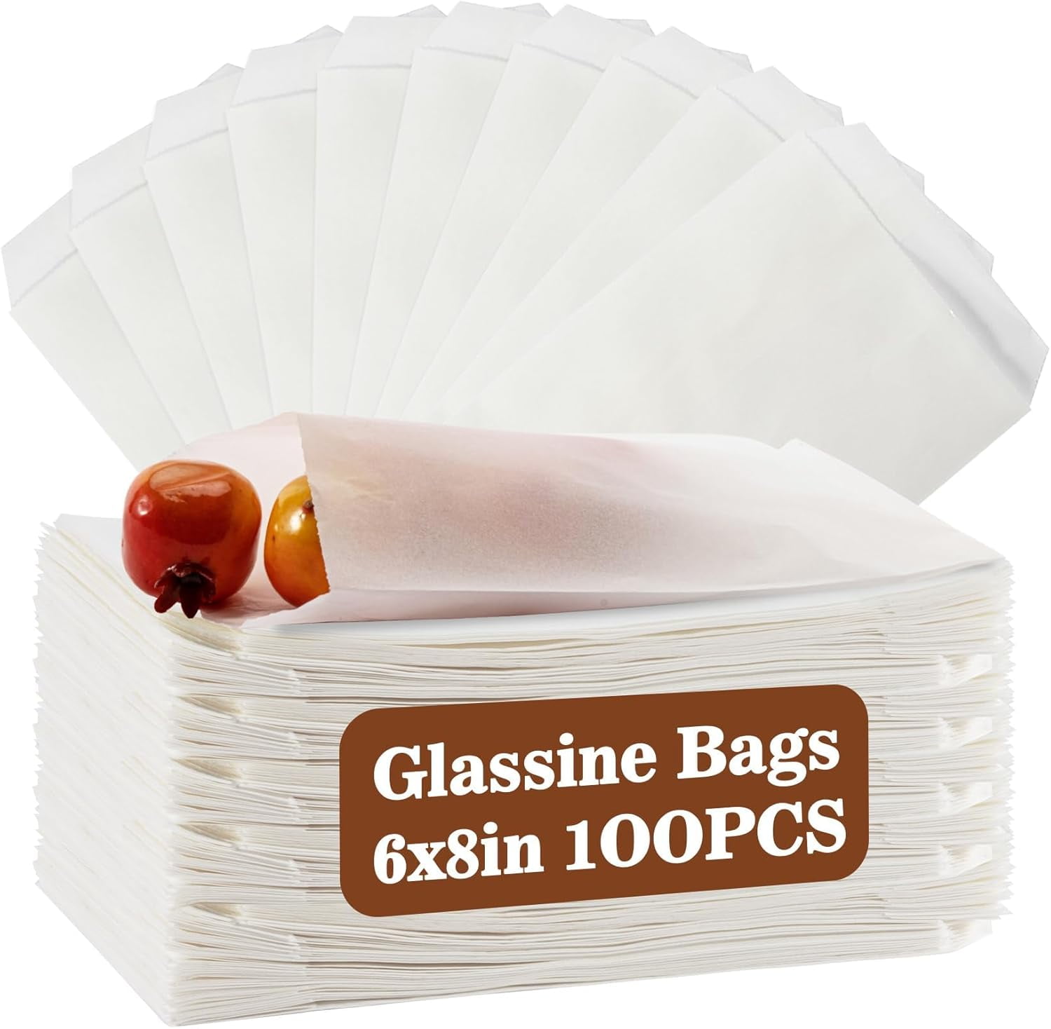 100 Wax Paper Sandwich Bags - 6"x8" Glassine Bags, Translucent ...