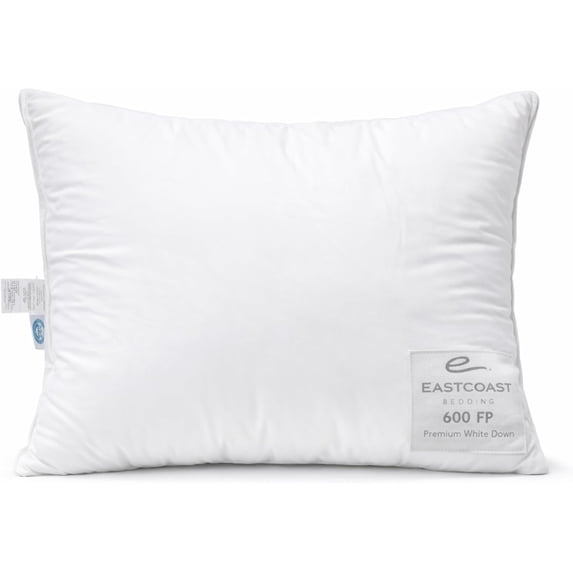 100% White Down Pillow, No Feathers, 600 Fill Power, 400 Thread Count ...