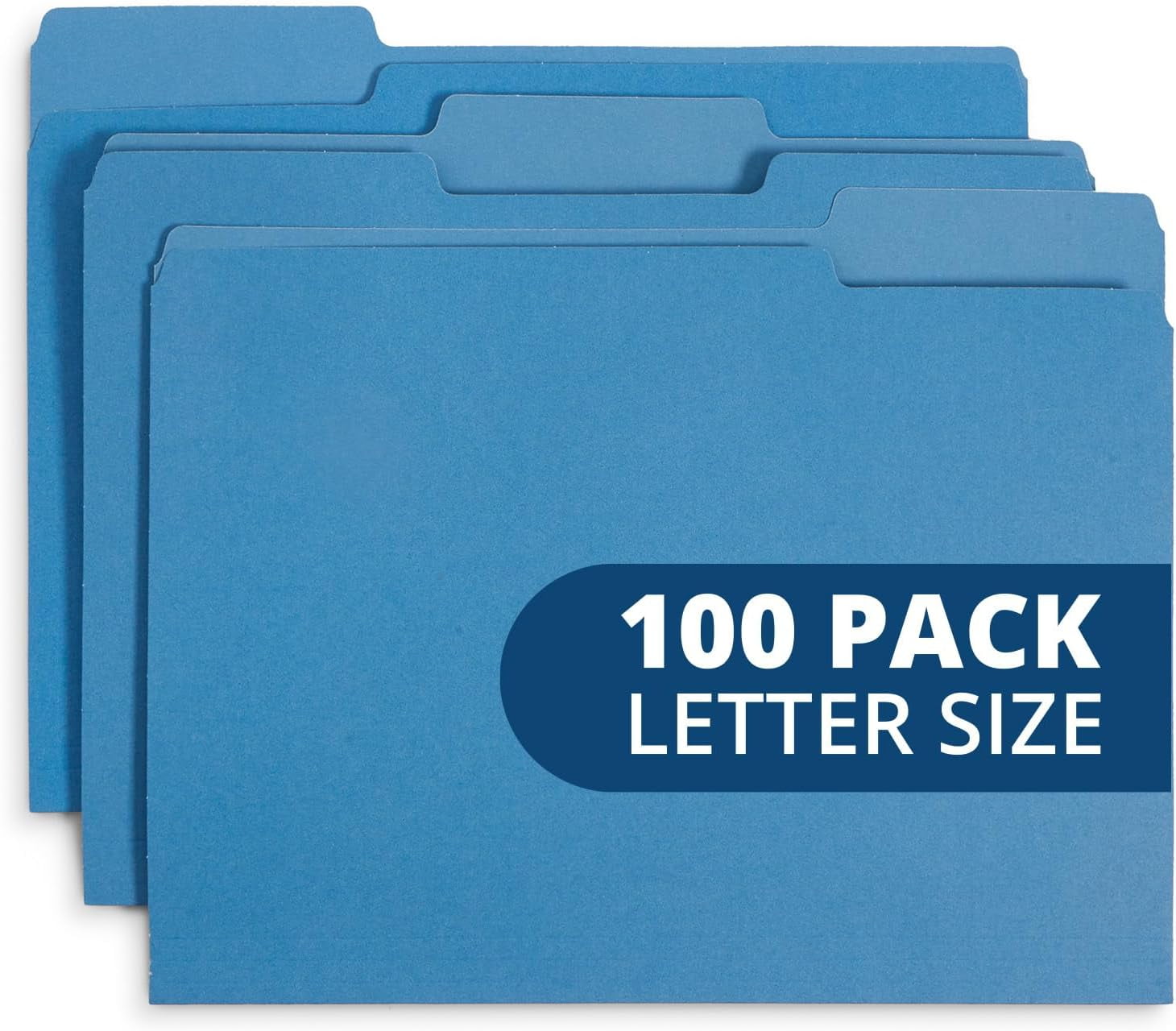 100 White File Folders, 1/3 Cut Tab with Assorted Positions, Letter ...