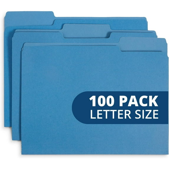 100 White File Folders, 1/3 Cut Tab with Assorted Positions, Letter ...