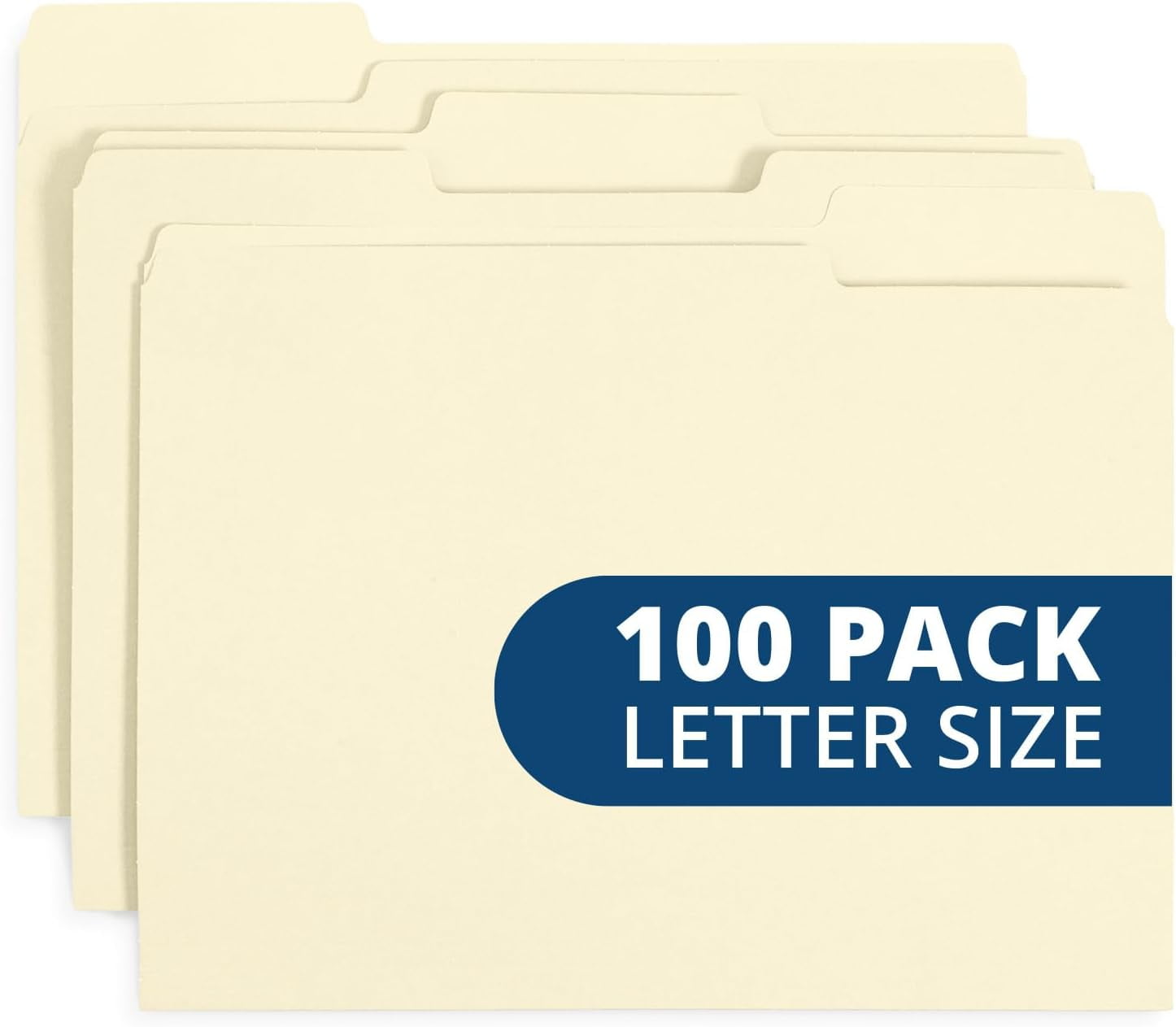100 White File Folders, 1/3 Cut Tab with Assorted Positions, Letter ...