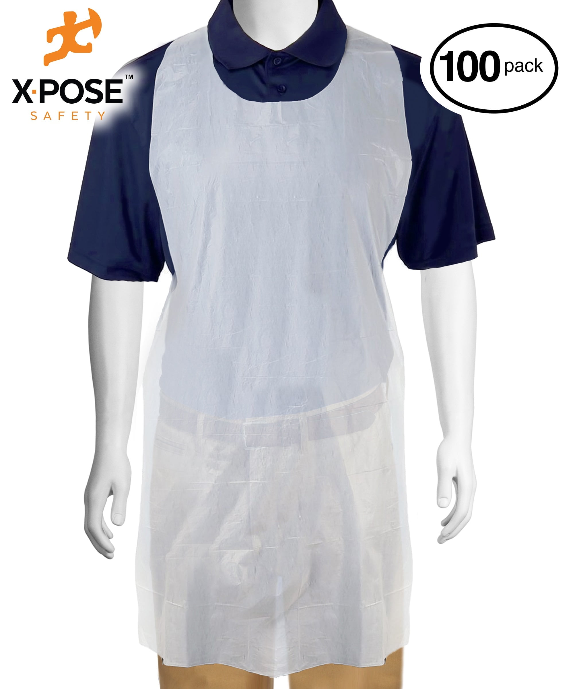 Xpose Safety White Poly Aprons - 100 Pack of Disposable Utility for ...