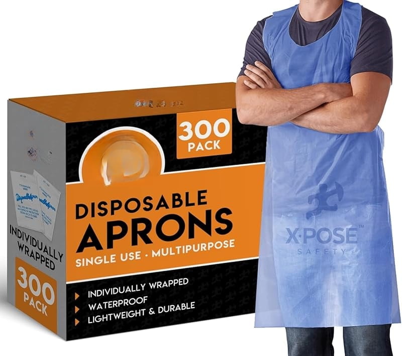 100 White Plastic Disposable Aprons for Cooking & more Individually ...