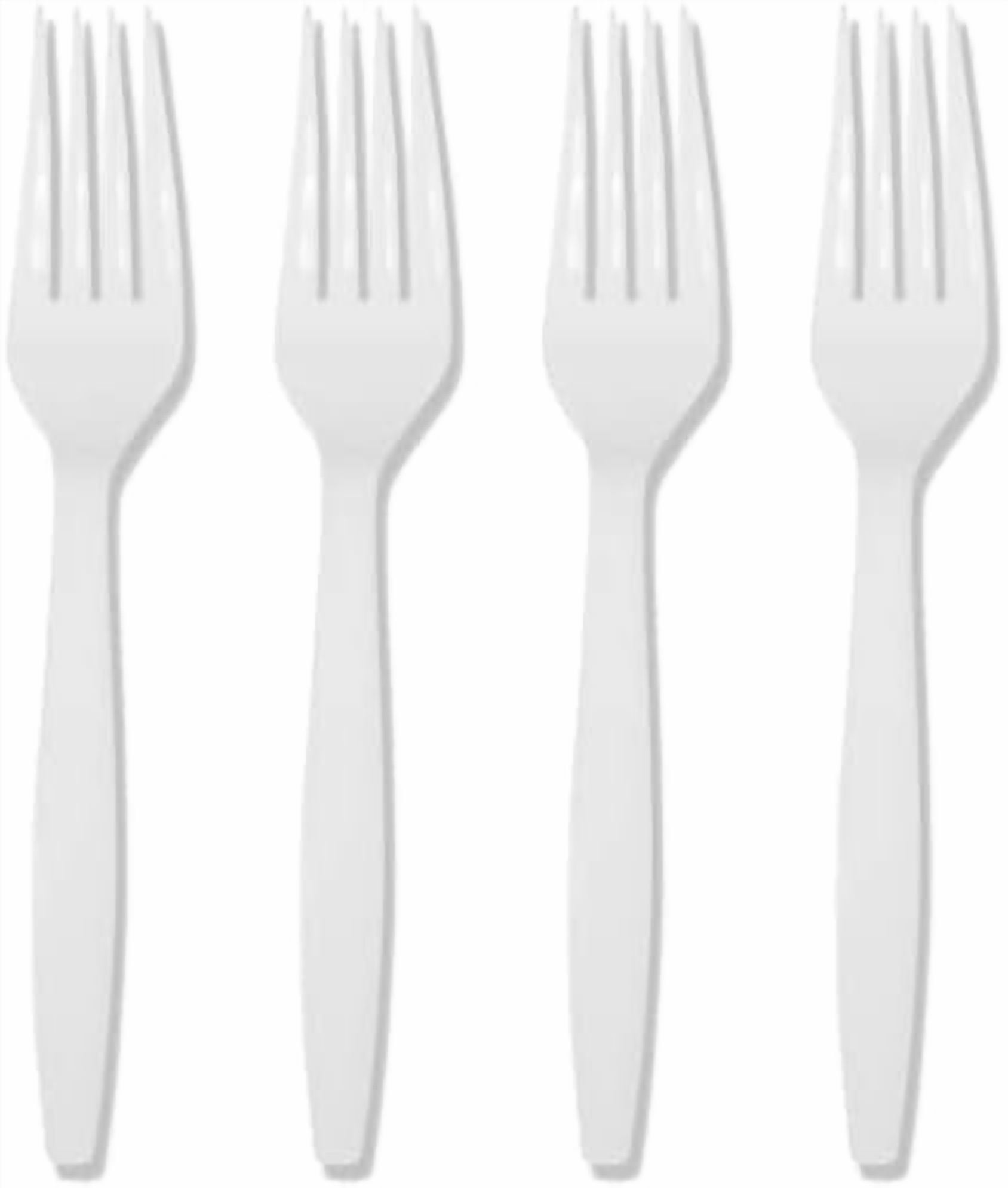 100 White Plastic Forks Heavy-Duty, Heavyweight Plastic Silverware ...