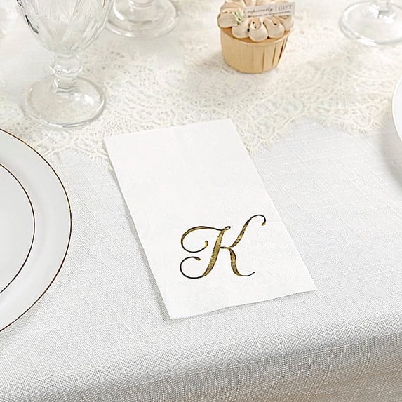 Balsa Circle 100 White with Gold Foil Letter K Dinner Paper Napkins ...