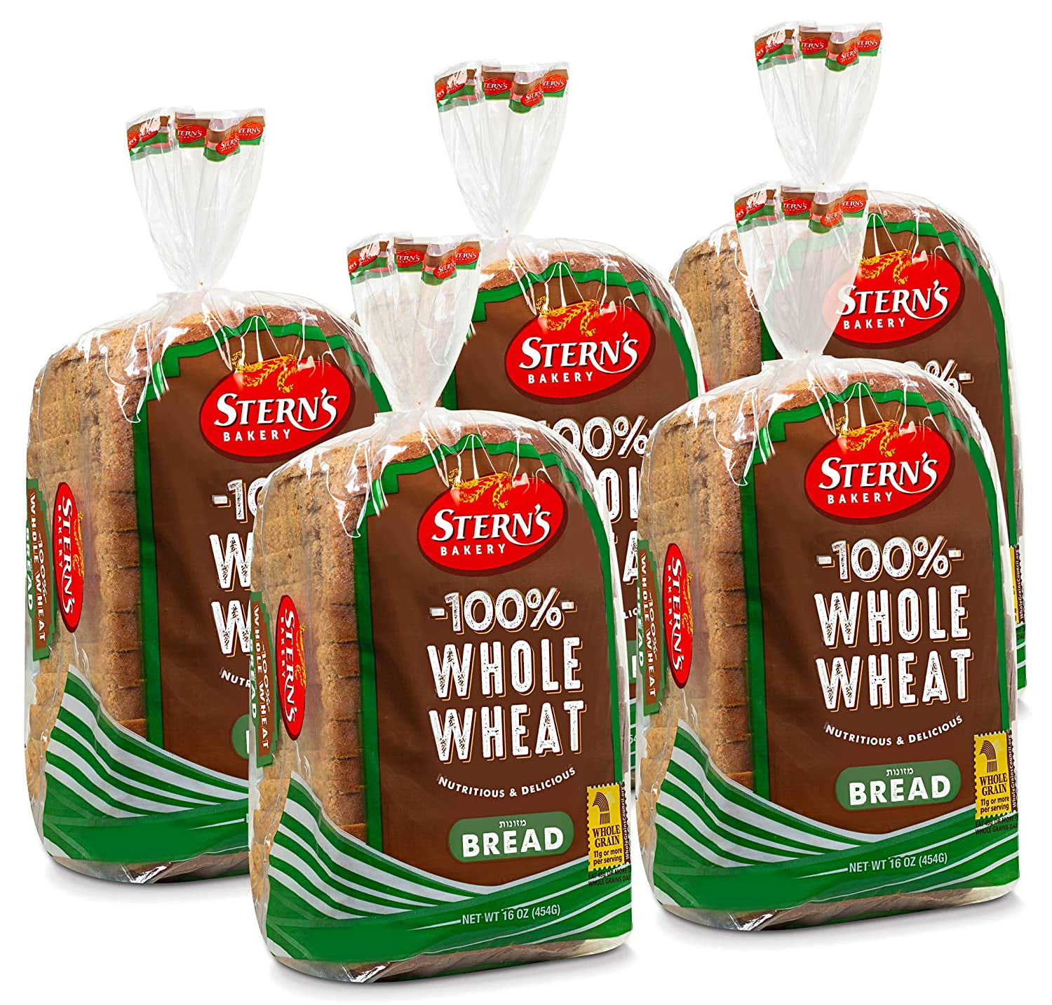 Stern’s Bakery Fresh 100% Whole Wheat Bread - 5 Pack | Kosher, Dairy ...