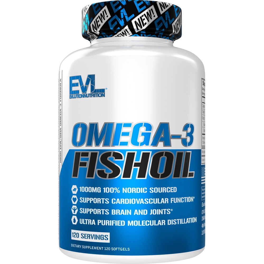 EVL Nutrition 1000mg Omega-3 Supplement - Wild-Caught Nordic Fish Oil ...