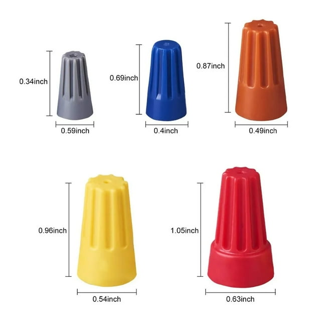 (100) Wire Connectors Round Screw Twist Cap End Cover 6/8/10/12/14/16 ...