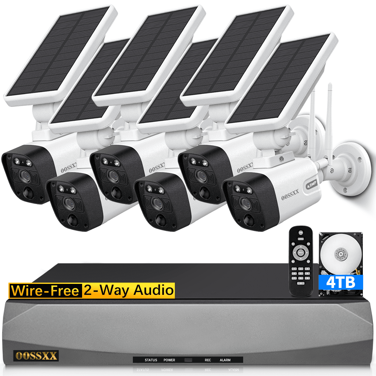 OOSSXX 6-Channel Solar Outdoor Wireless Security Cameras, Surveillance ...