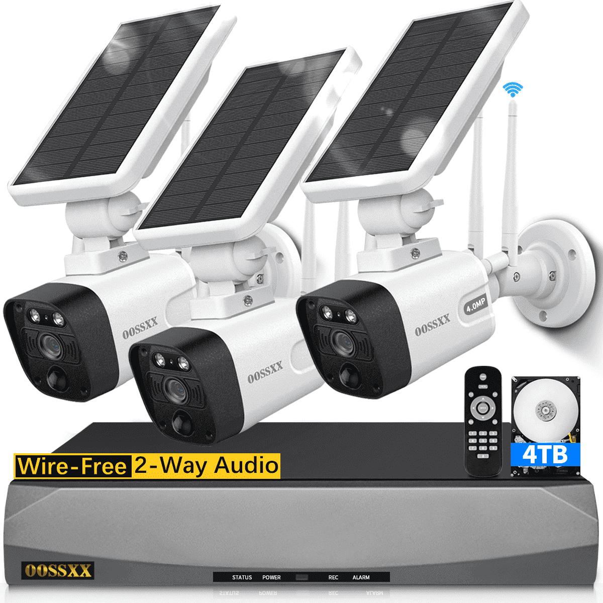 OOSSXX Solar-Powered Wireless CCTV Camera, 2-Way Audio, 1600P HD, Dual ...