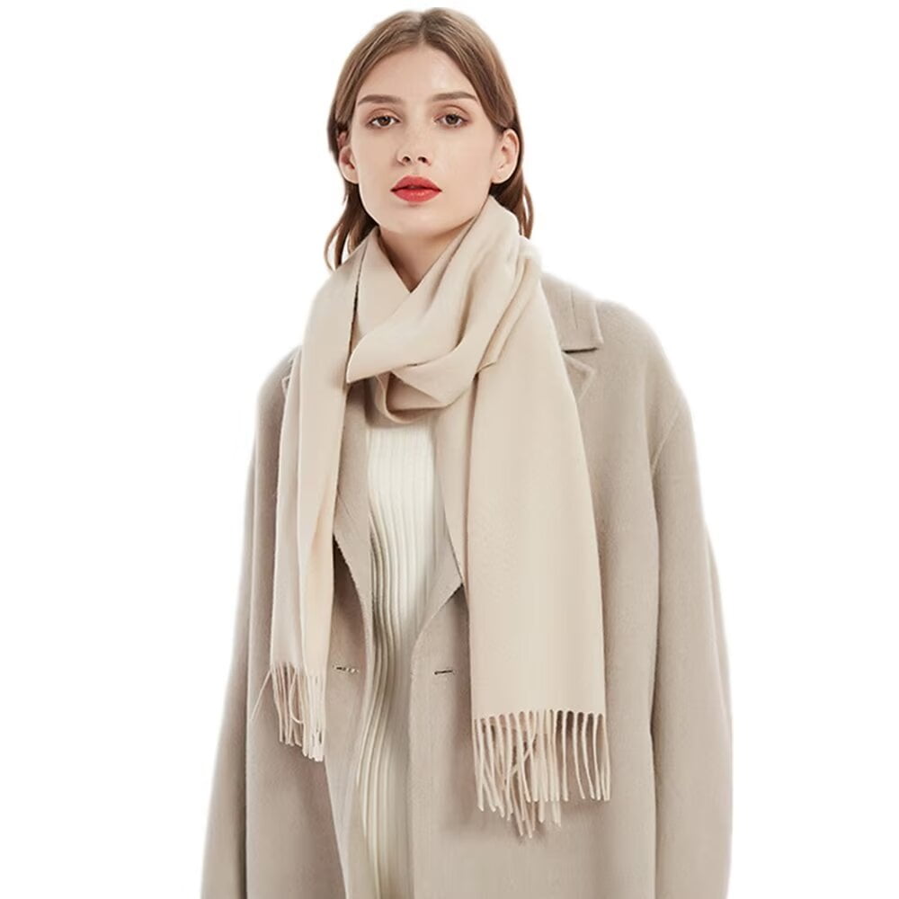 100% Wool Scarf - Men and Women Winter Warm Soft Luxurious Solid Colors ...