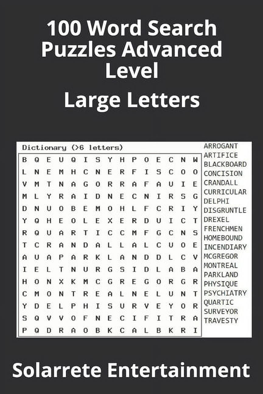100 Word Search Puzzles Advanced Level: Large Letters - Walmart.com