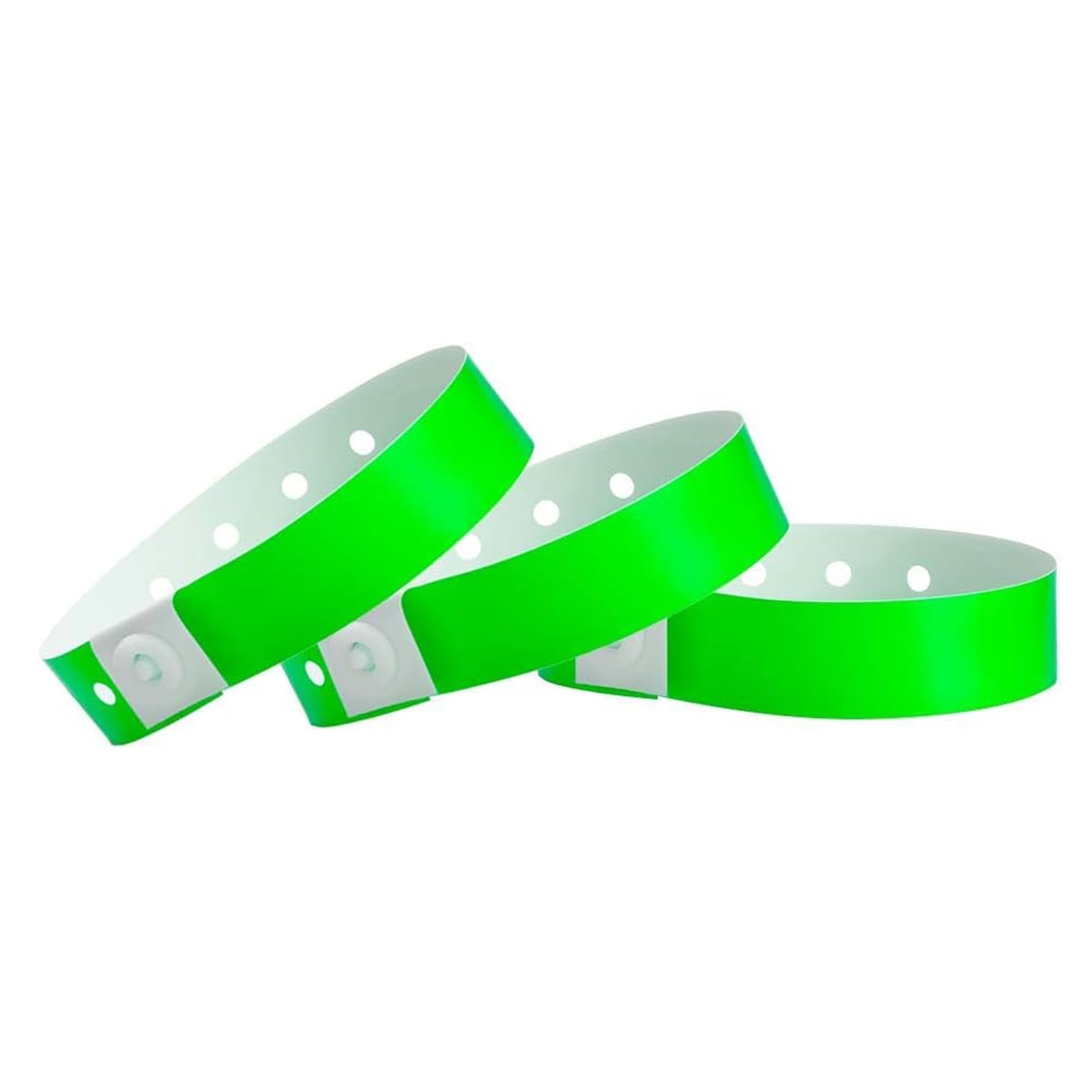 100 WristCo Neon Green Plastic Wristbands for Events – Extended Wear ...