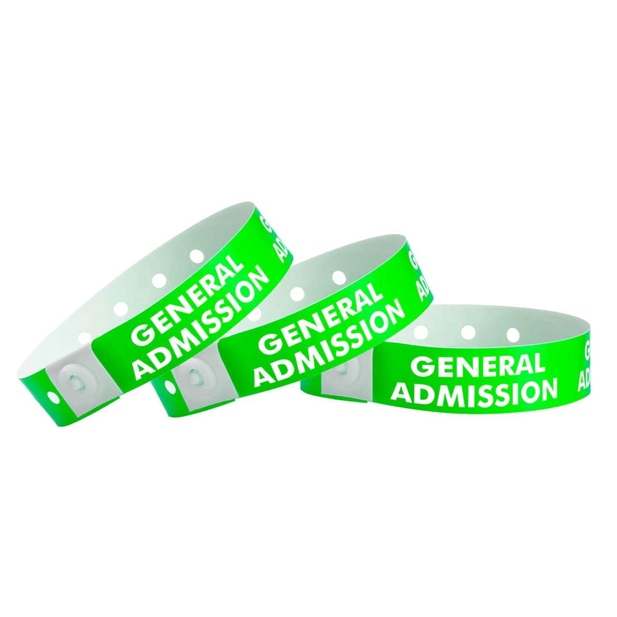 100 WristCo Premium Neon Green General Admission Plastic Secure Snap ...