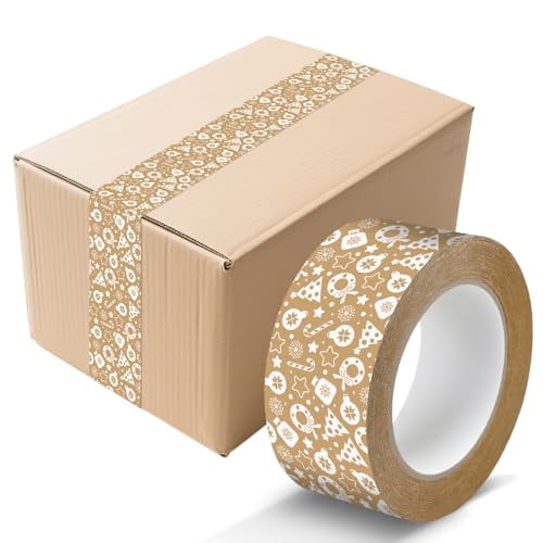 100 Yard Christmas Packing Tape Sticky Brown Kraft Gift Wrapping Tape ...