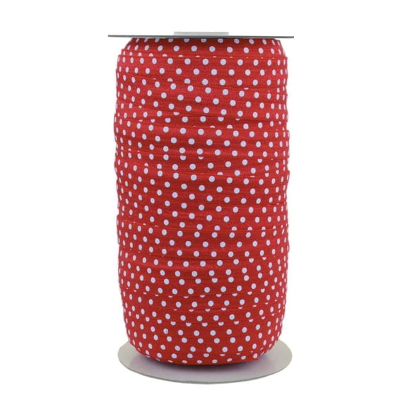 100 Yard Spool -Fold Over Elastic - Red with White Polka Dots - 5/8in ...