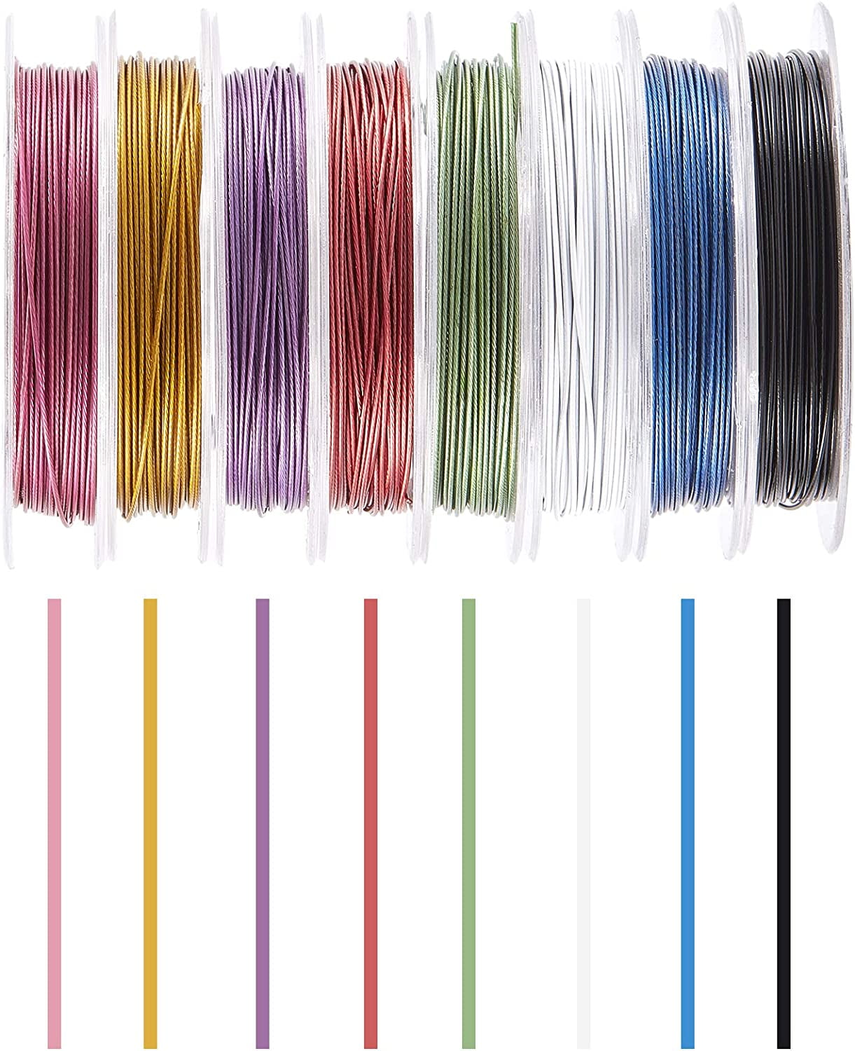 100 Yards 10 Colors Tiger Tail Wire 0.45mm Jewelry Beading Wire Craft ...