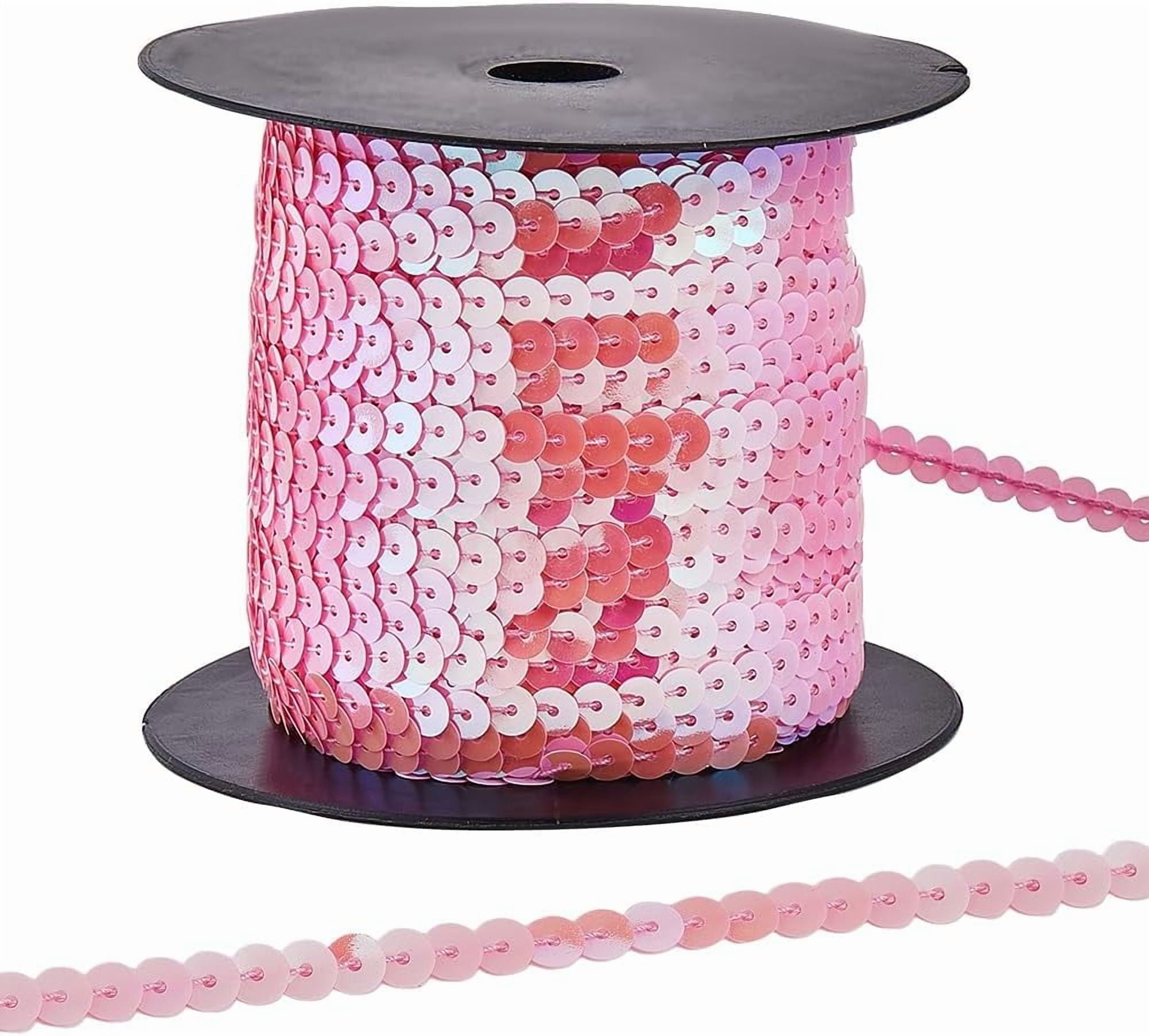 100 Yards 6MM Pink Sequin Ribbon Trim Flat Sequins Beaded Trim Spangle ...