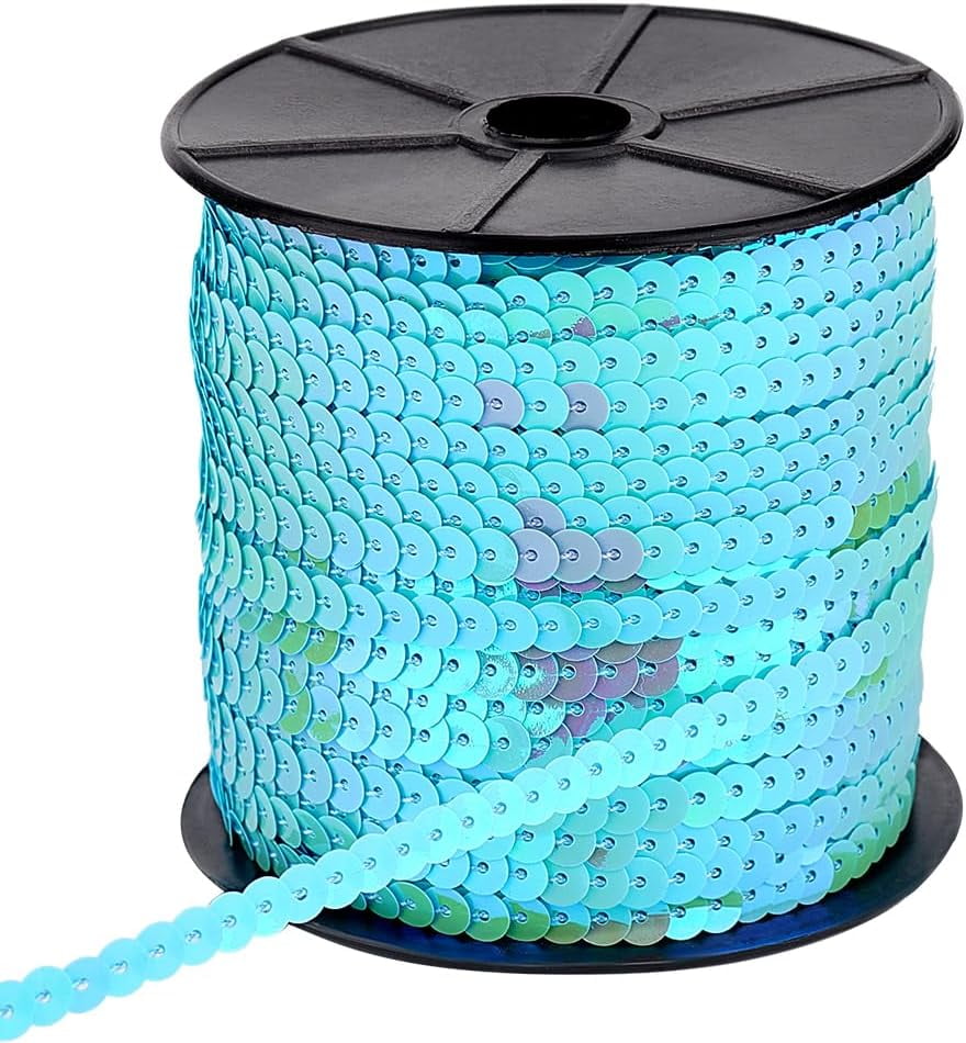 100 Yards 6mm Flat Sequin Strip Light Blue Spangle Sequins Paillette ...