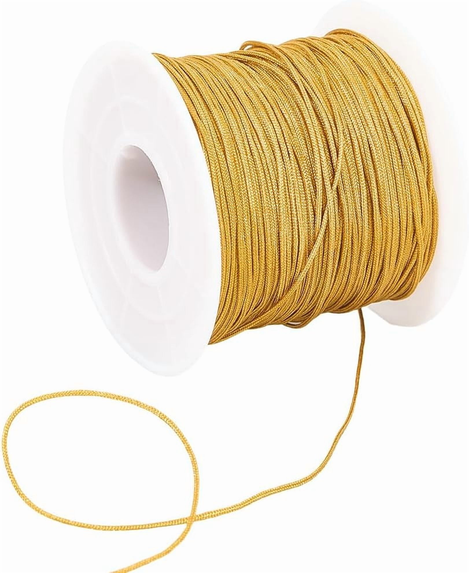 100 Yards/91M Gold Nylon Thread Jewelry Cording 0.8mm Satin Rattail ...