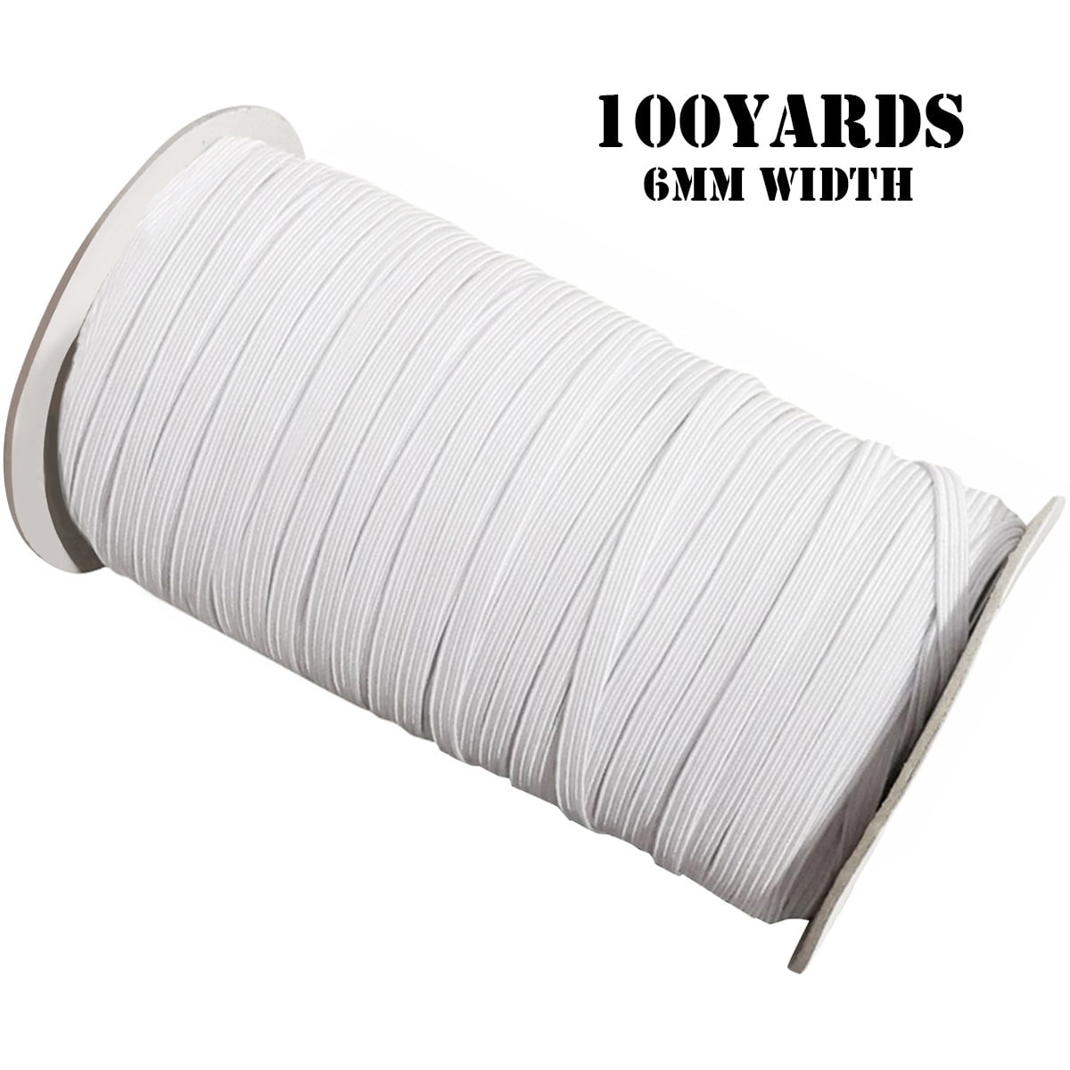 100 Yards Length 1/4 Inch Width Braided Elastic Band White Elastic Cord ...