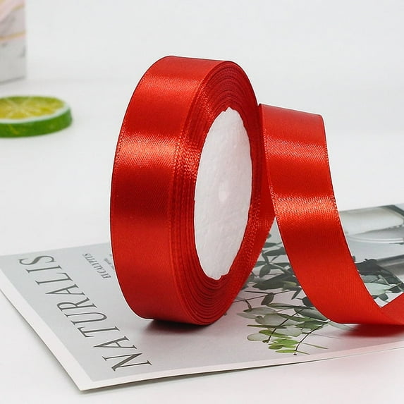 100 Yards Red Double Faced Red Satin Ribbon, Fabric Ribbon Use for Bows ...