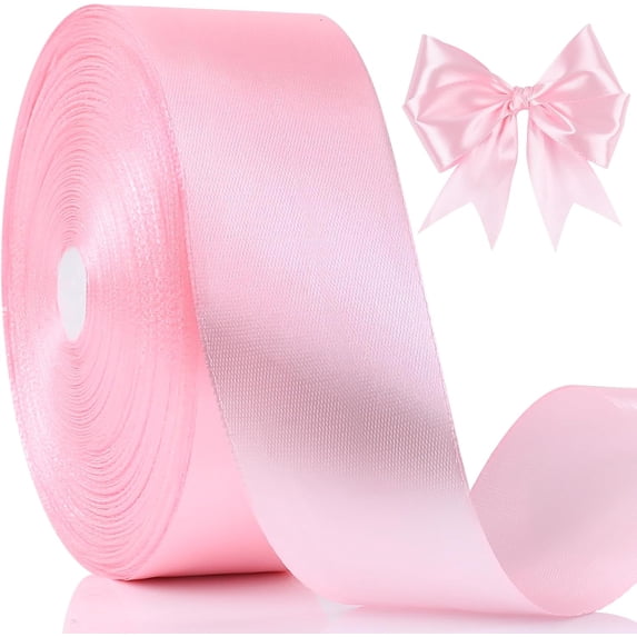 100 Yards Ribbon,1-1/2 Inch Pink Satin Ribbon,Single Face Satin Ribbons ...