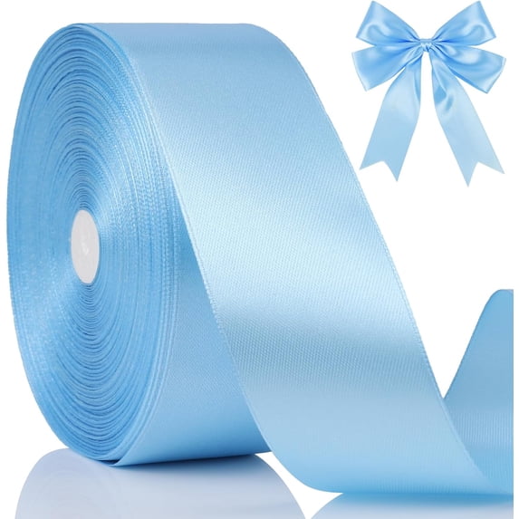 100 Yards Ribbon,1-1/2 Inch Sky Blue Satin Ribbon,Single Face Satin ...